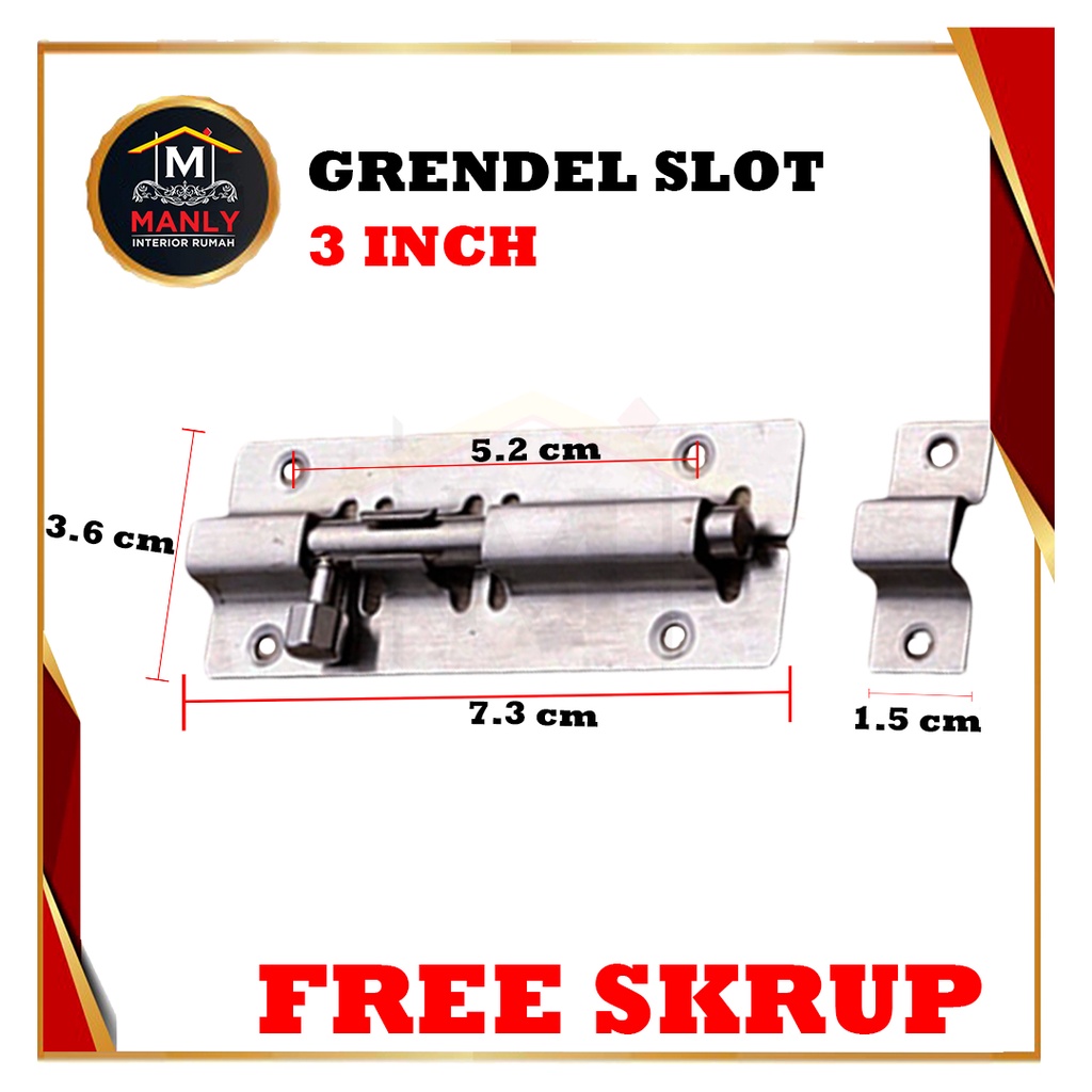 Jual Grendel Slot Pintu Jendela 1,5 inch, 2 inch, 3 inch, 4 inch, 5 ...