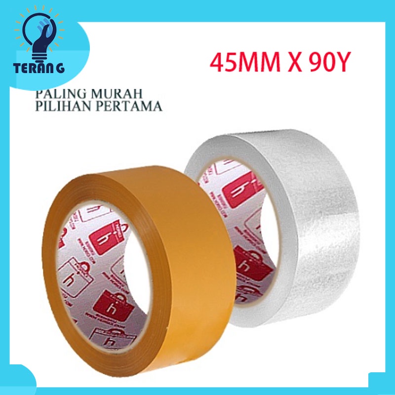 Jual Lakban Bening 90Yard Isolasi selotip clear tape 45MM Daya Lengket kuat lakban coklat ...