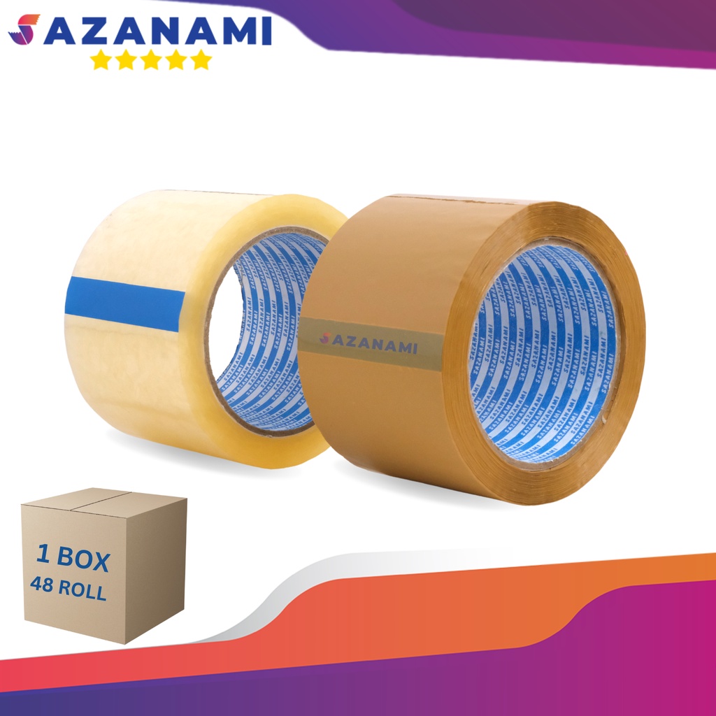 Jual 1 BOX LAKBAN BENING COKLAT 3" X 100 YARD LAKBAN SAZANAMI 72MM ...