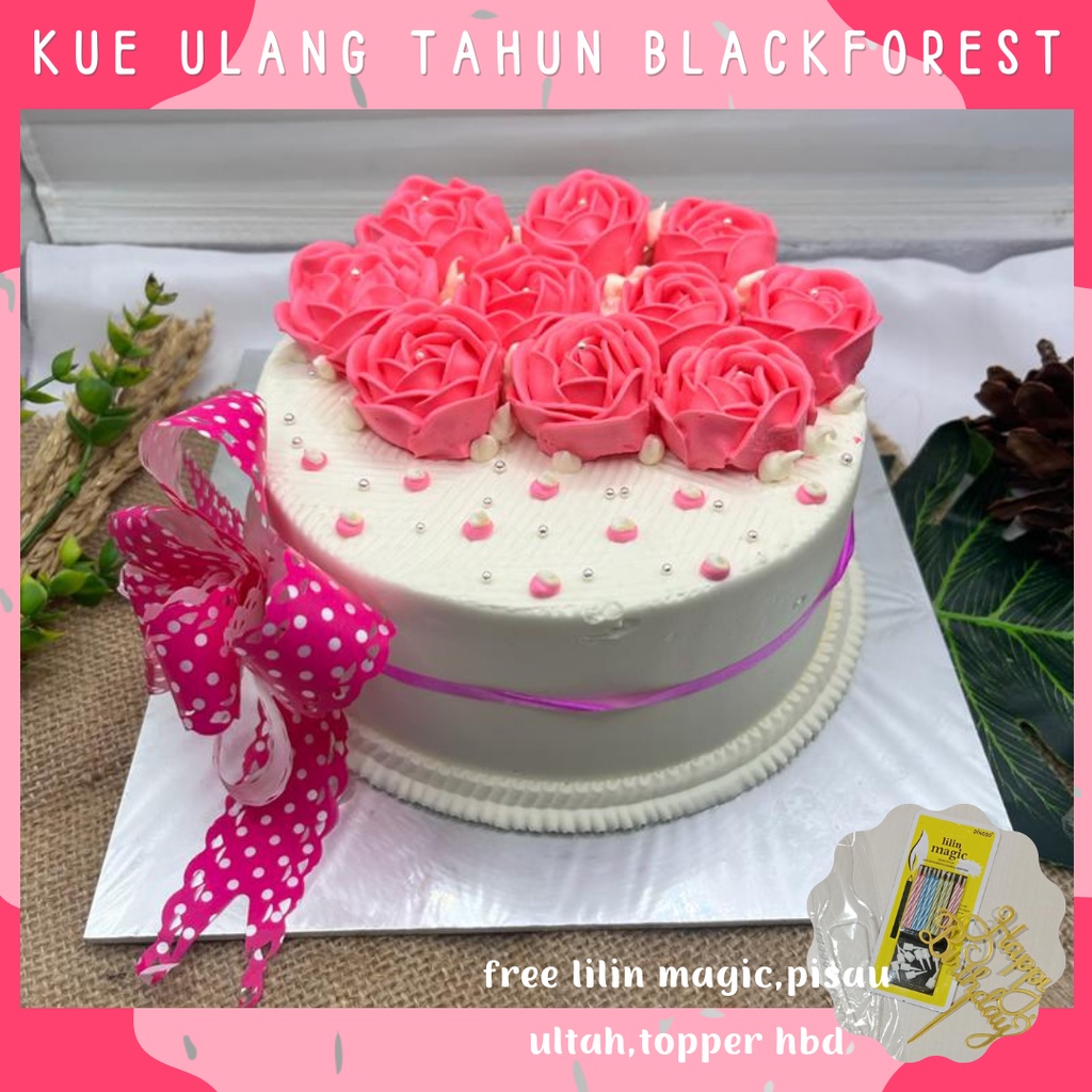 Jual Kue Ulang Tahun Birthday Cake Blackforest Tema Bunga | Shopee ...