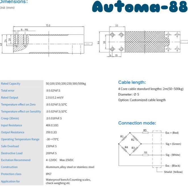 Jual Loadcell 100Kg Load Cell 100 Kg Sensor Timbangan Digital Weighing ...