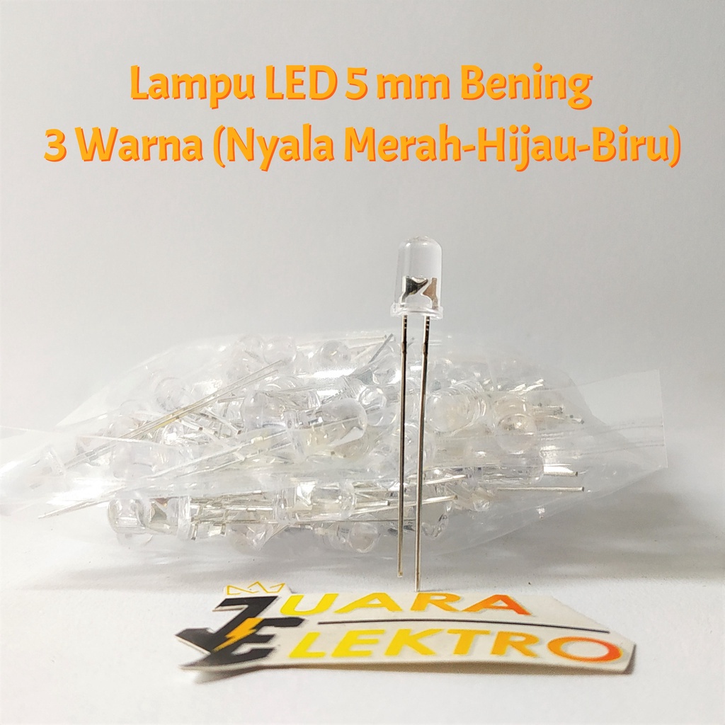 Jual (10 PCS) Lampu LED 5 mm Bening 3 Warna (Nyala Merah-Hijau-Biru ...