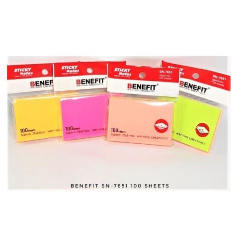 Jual Jual 100 Lembar Color Post It BENEFIT Sticky Notes Warna Colorful ...