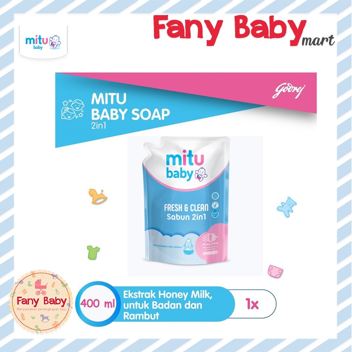 Jual MITU BABY SOAP 2IN1 FRESH & CLEAN HONEY AND MILK REFILL 400ML | Shopee Indonesia