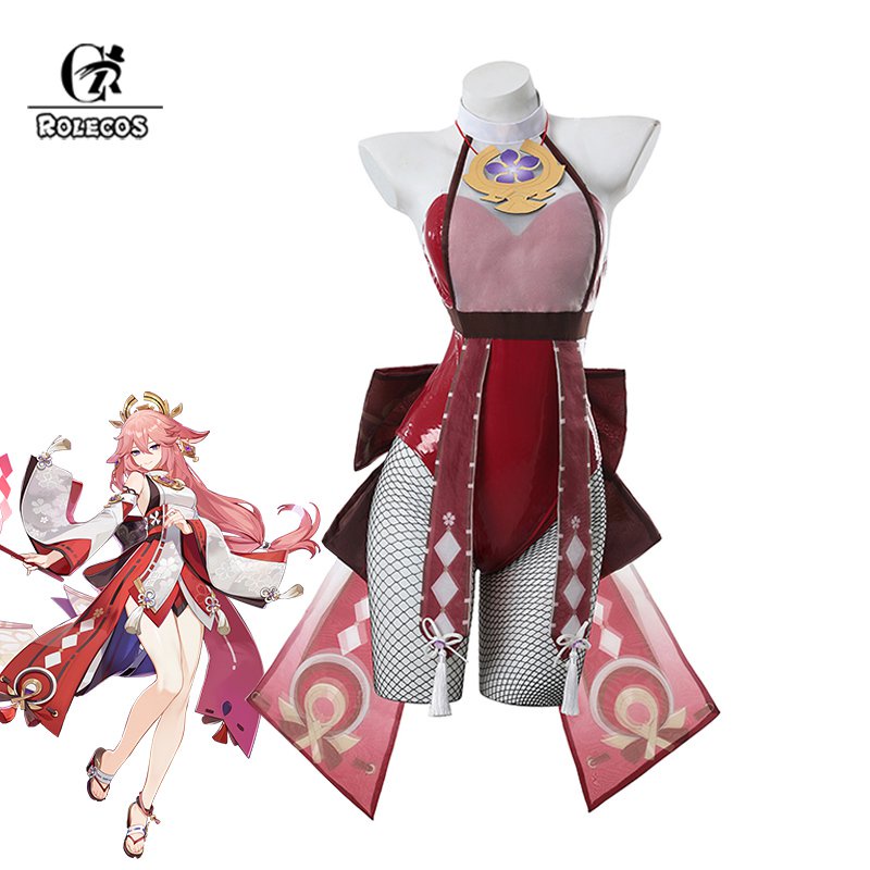 Jual Bunny Girl Yae Miko Cosplay Costume Genshin Impact Yae Miko Bunny ...