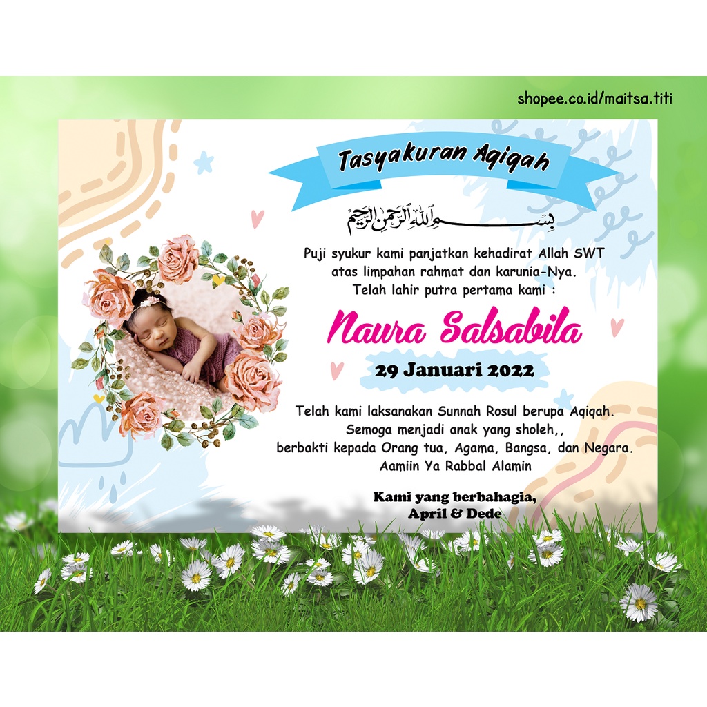 Jual Kartu Aqiqah / kartu selapan / kartu syukuran kelahiran/ ucapan ...