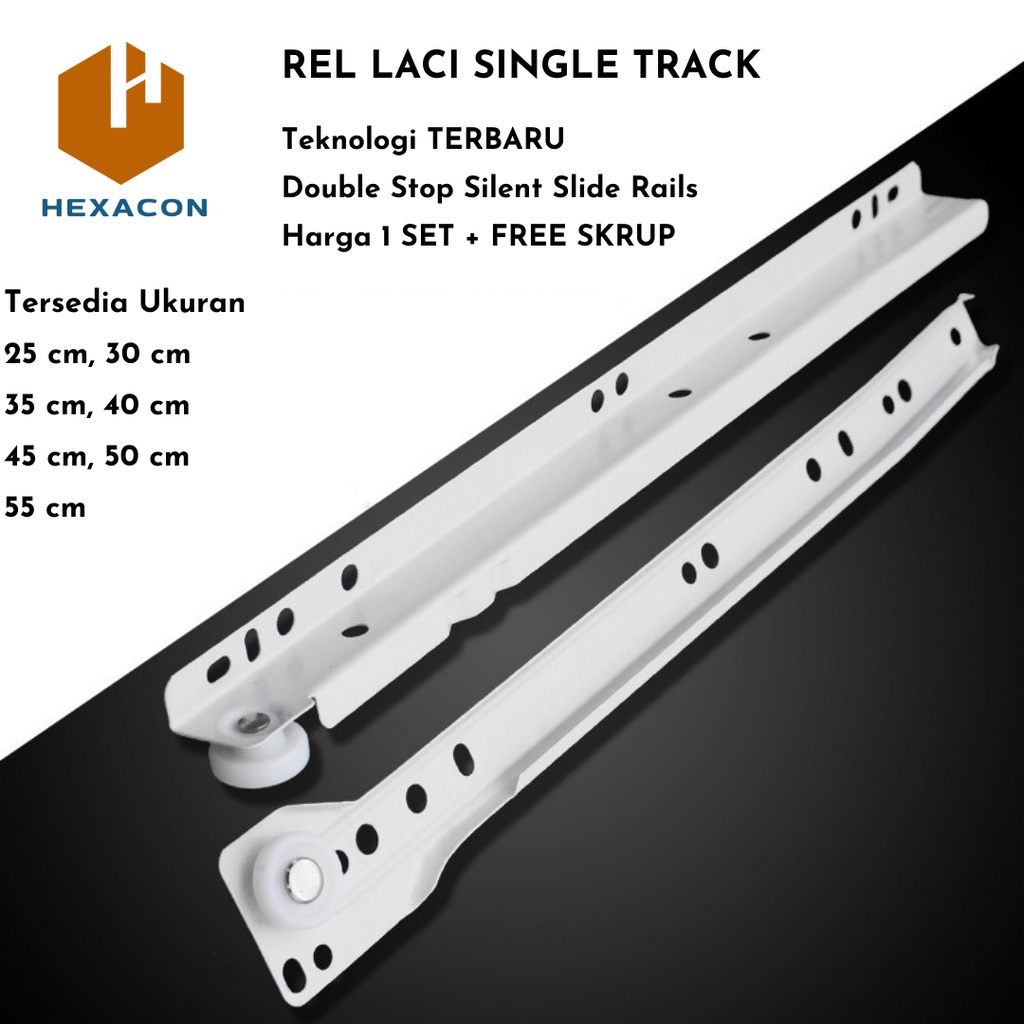 Jual Rel Laci 2x Single Track 25 30 35 40 45 50 55 cm / Rel Laci Lemari ...