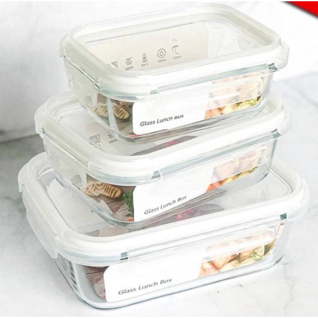 Jual GLASSLOCK LUNCH BOX SET 3IN 1 STORAGE KOTAK WADAH KACA PENYIMPANAN ...