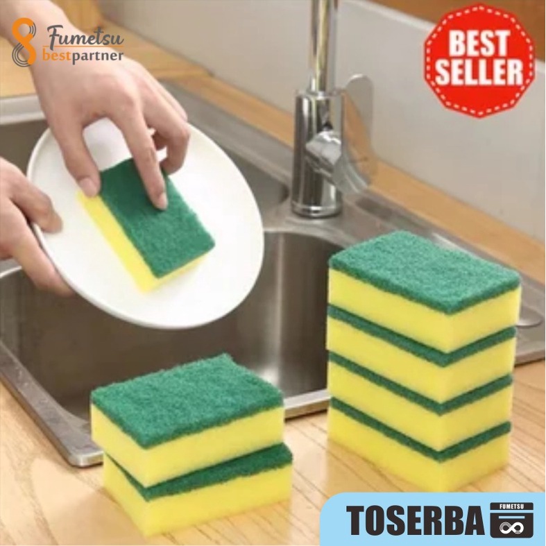 Jual Spons Cuci Piring / Sponge Busa Cuci Piring Warna HIjau Kuning ...