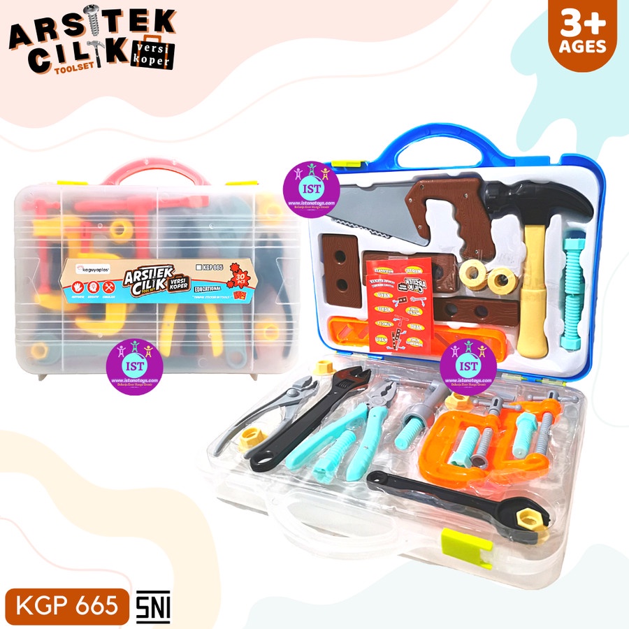 Jual Mainan Anak Arsitek Cilik Koper Tool Set 30pcs Edukasi Tukang ...