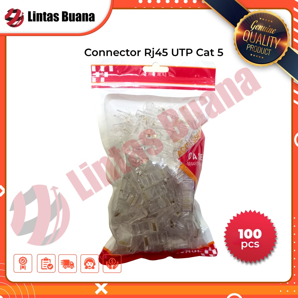 Jual Konektor UTP Rj45 Cat5 Connector UTP Cat 5 Centro 100pcs | Shopee ...