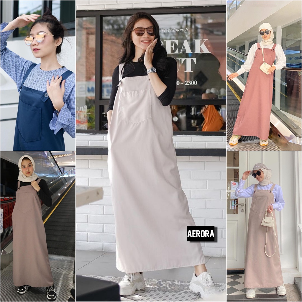 Jual Aerora Baju Kodok Anya Overall Overal Rok Panjang Wanita Motif ...