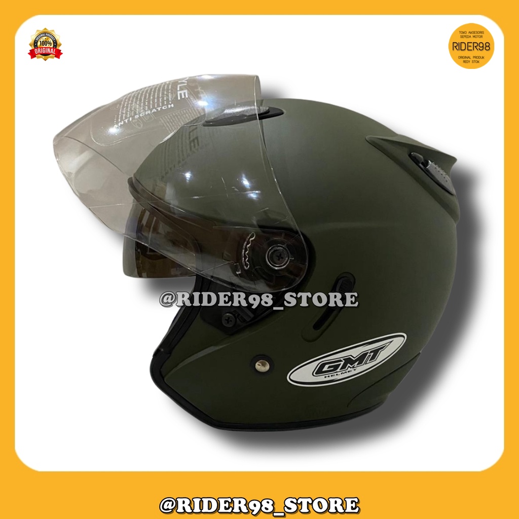 Jual Helmets Sepeda Motor Half Face Gmt Double Visor Solid Polos ...