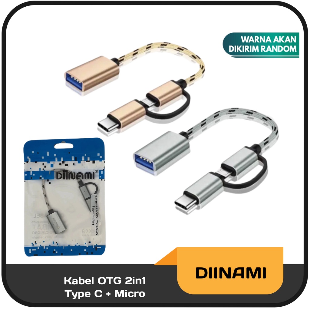 Jual Kabel otg DIINAMI micro dan tipe c usb 2 in 1 fast translit data ...