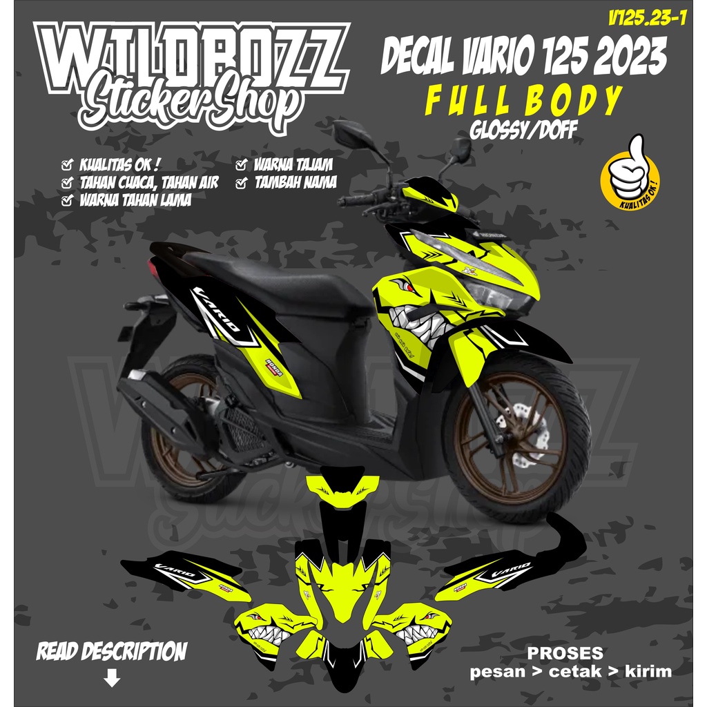 Jual decal vario terbaru 2023 full body keren motif hiu (v125.23-1 ...