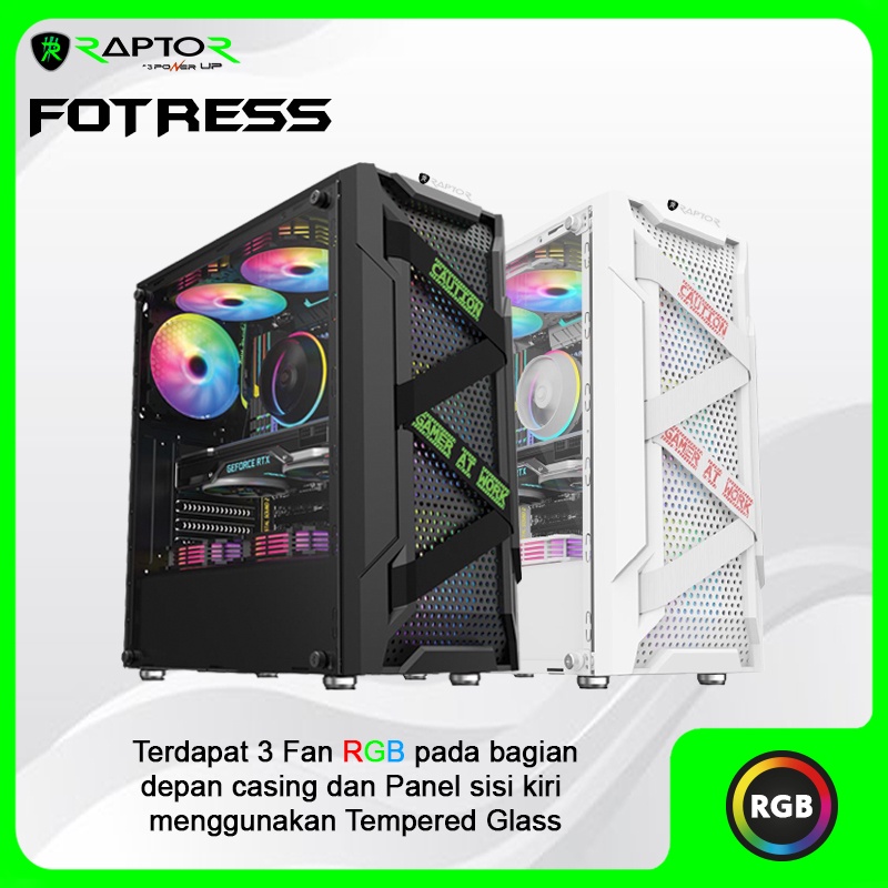 Jual Casing Gaming/PC/Office PC RAPTOR FOTRESS - Tempered glass INCLUDE ...
