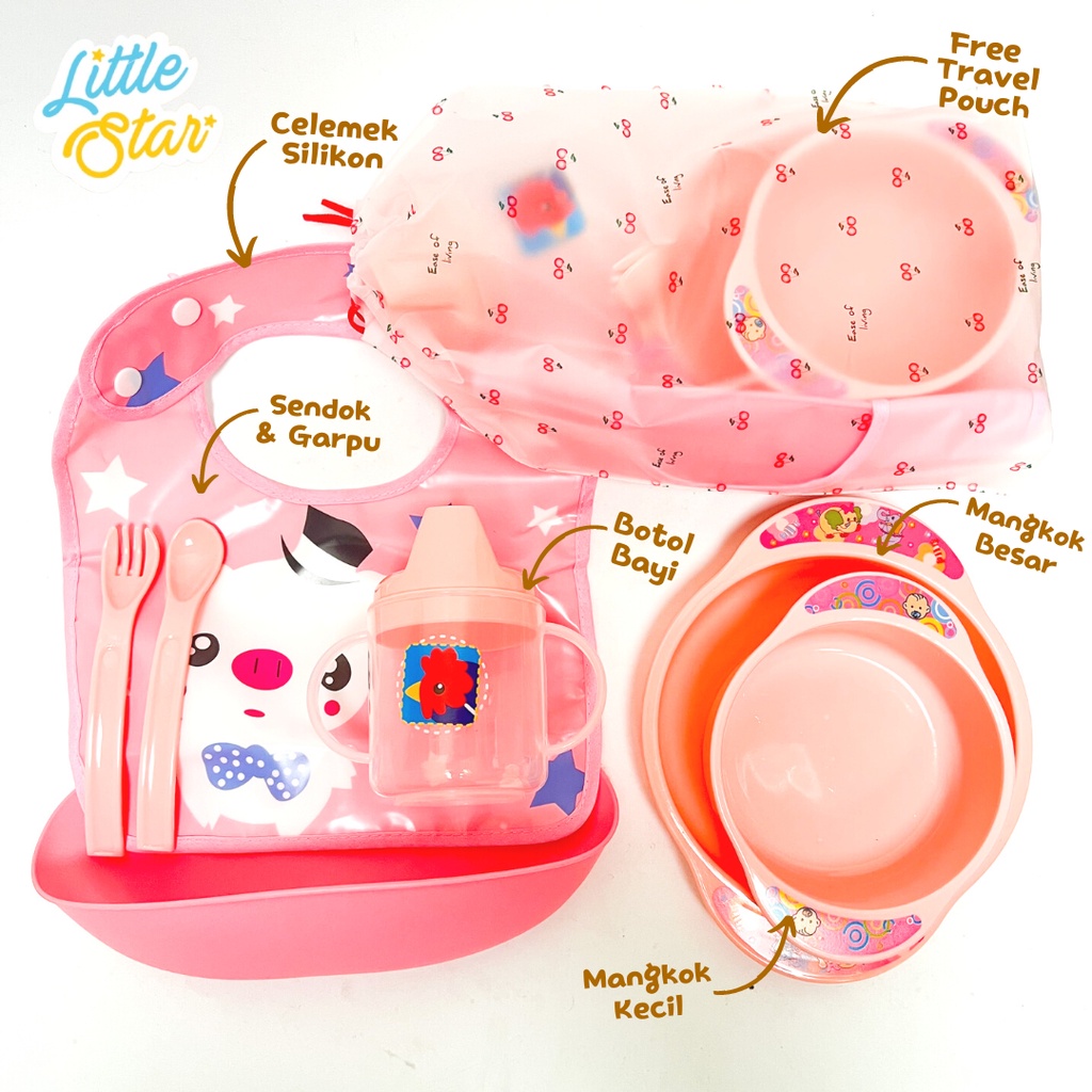 Jual LS 6in1 Baby Gift Bag Feeding Set Paket Perlengkapan Makan Bayi ...