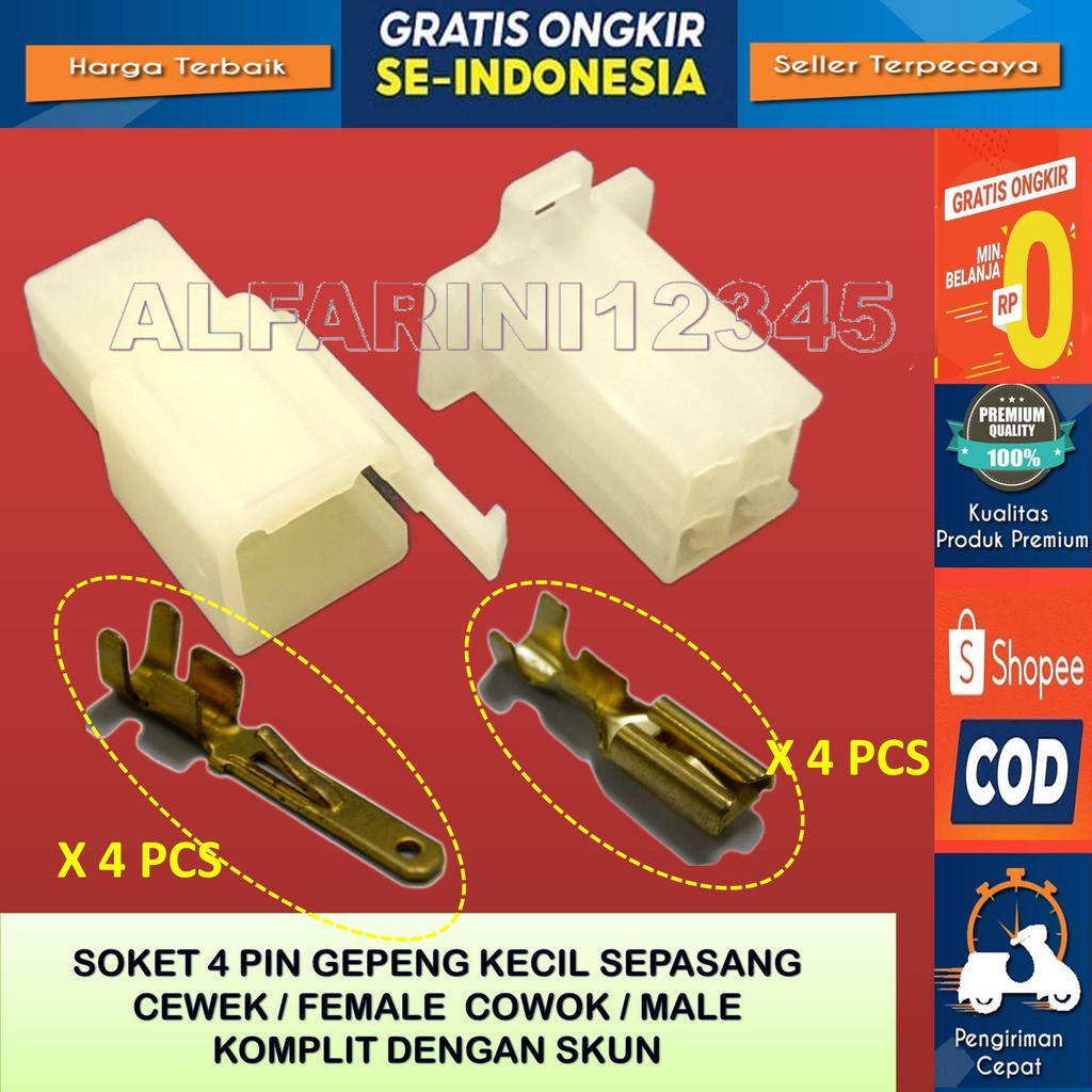 Jual SOKET 4 PIN SOKET KONEKTOR SOCKET CONNECTOR MOTOR MOBIL - Soket ...