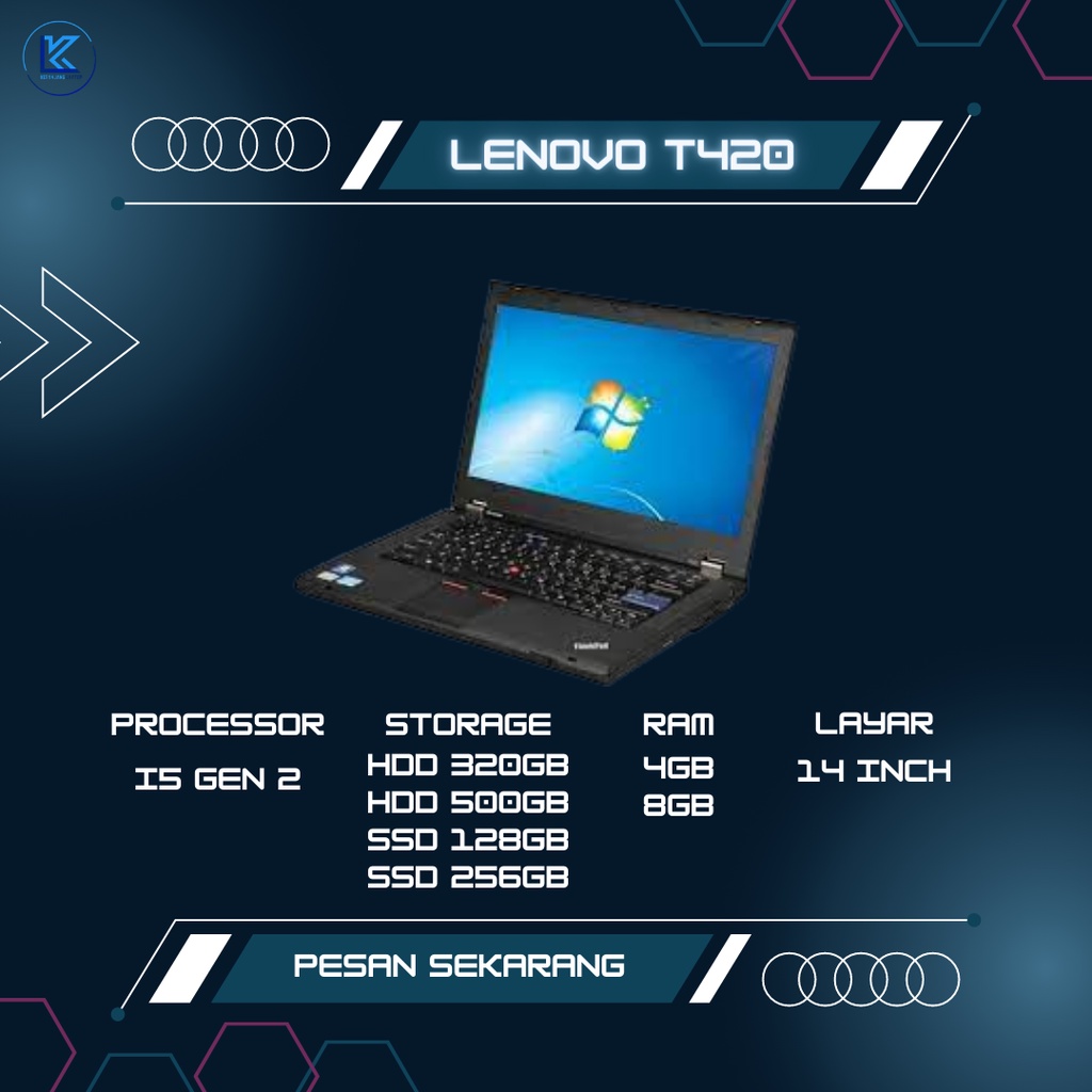 Jual Laptop Lenovo Thinkpad T420 Core i5 Gen 2 Ram 8GB Ssd 256Gb ...