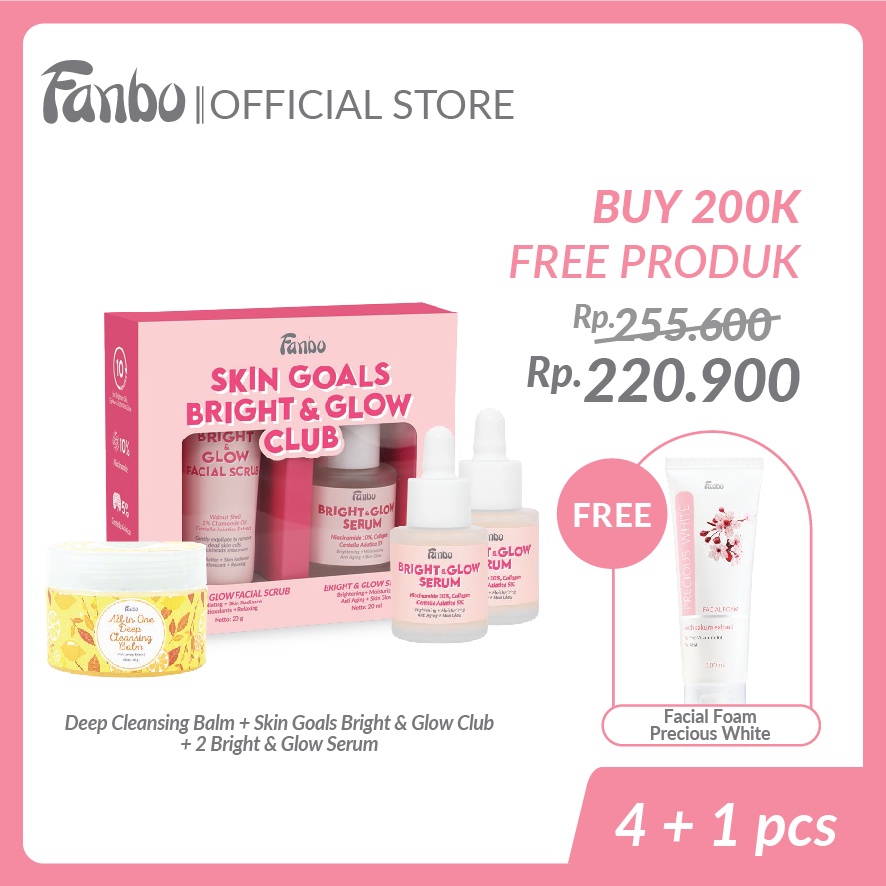 Jual Fanbo Cleansing Balm Lemon + Skin Goals Bright & Glow Club + 2 Serum Bright & Glow Free ...