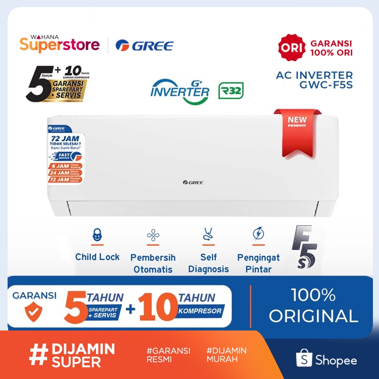 Jual Gree AC Split ( AC Dinding ) Inverter SmartClean F5S Series 0.5 PK ... Jual Gree AC Split ( AC Dinding ) Inverter SmartClean F5S Series 0.5 PK ...