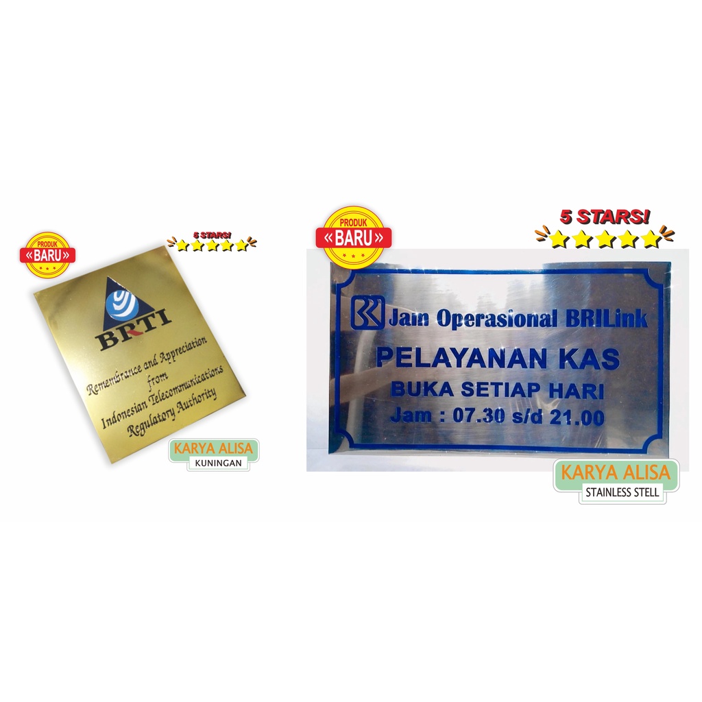 Jual Name Plate Panel Stainless Steel dan Kuningan Custom/Plate ...