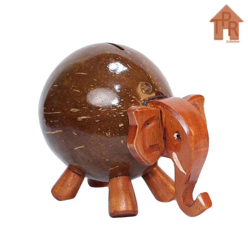 Jual Kerajinan Batok Tempurung Kelapa Celengan Model Gajah Natural ...