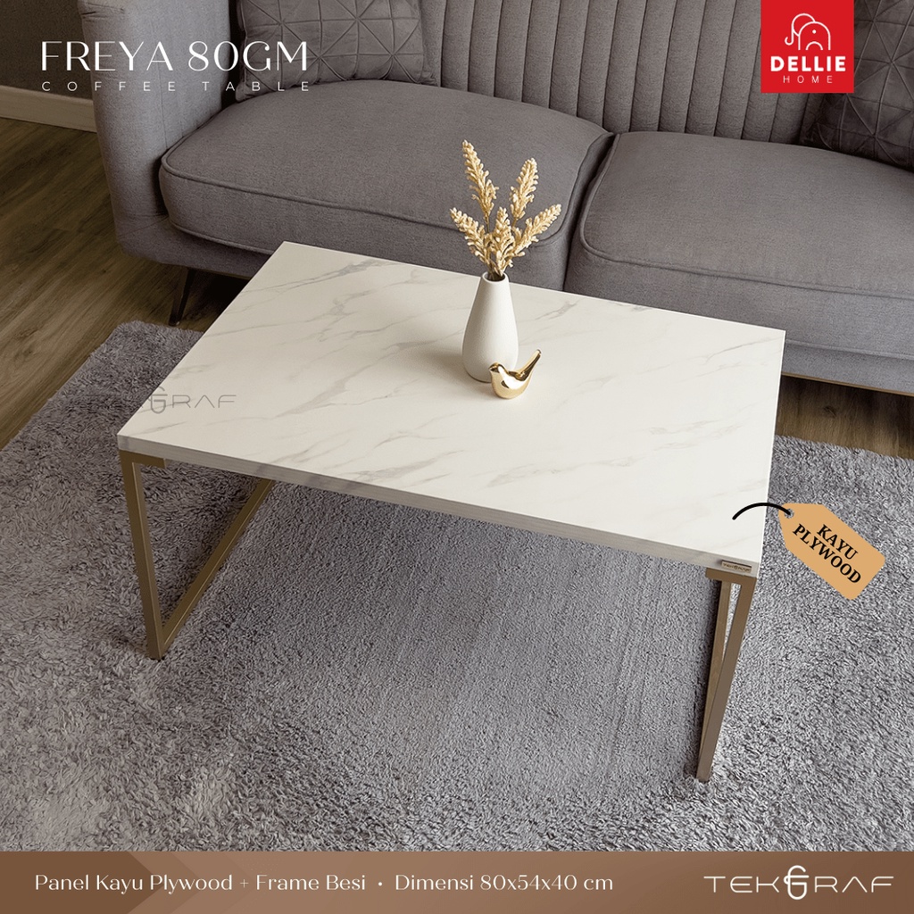 Jual Tekgraf Freya 80 GM Meja Tamu Marble Coffee Table Kayu Kaki Besi | Shopee Indonesia