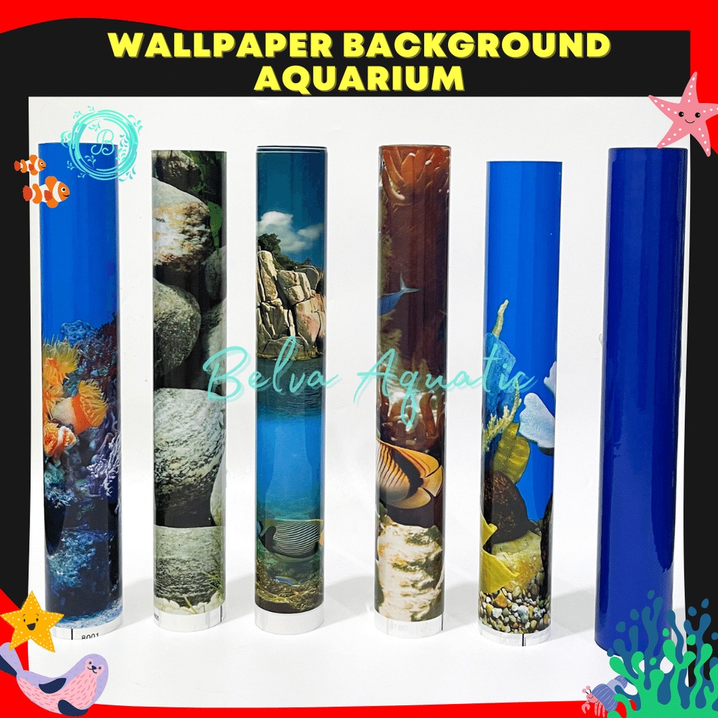Jual Wallpaper Aquarium Tinggi 30 40 50 60 cm Panjang 1 Meter ...