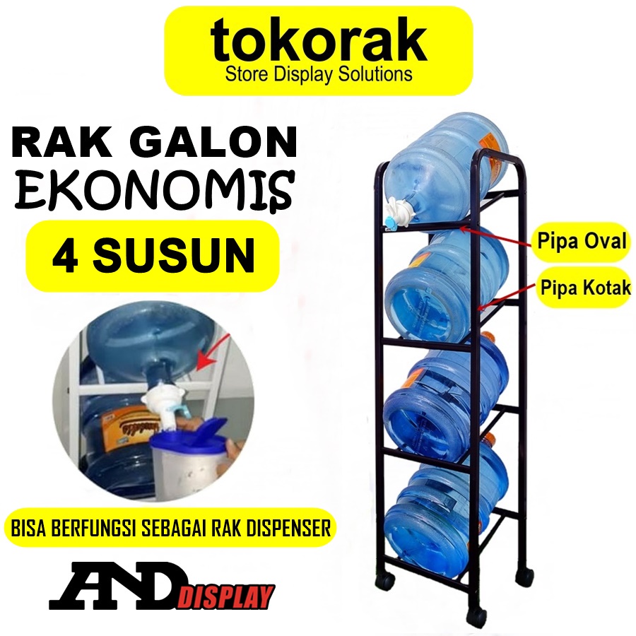 Jual RAK GALON AIR 4 SUSUN EKONOMIS MURAH HITAM PUTIH TEMPAT GALON AIR ...