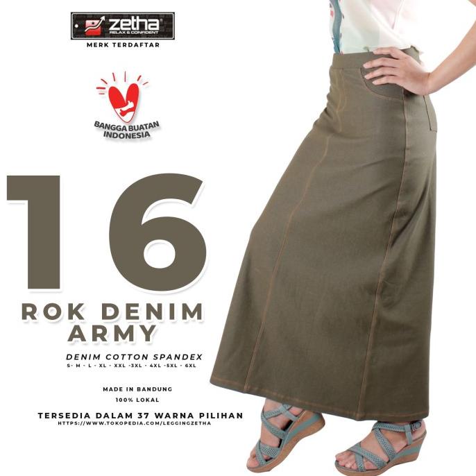 Jual MURAH Rok Panjang Model Line A Warna Denim Army Merk ZETHA 100% Original | Shopee Indonesia