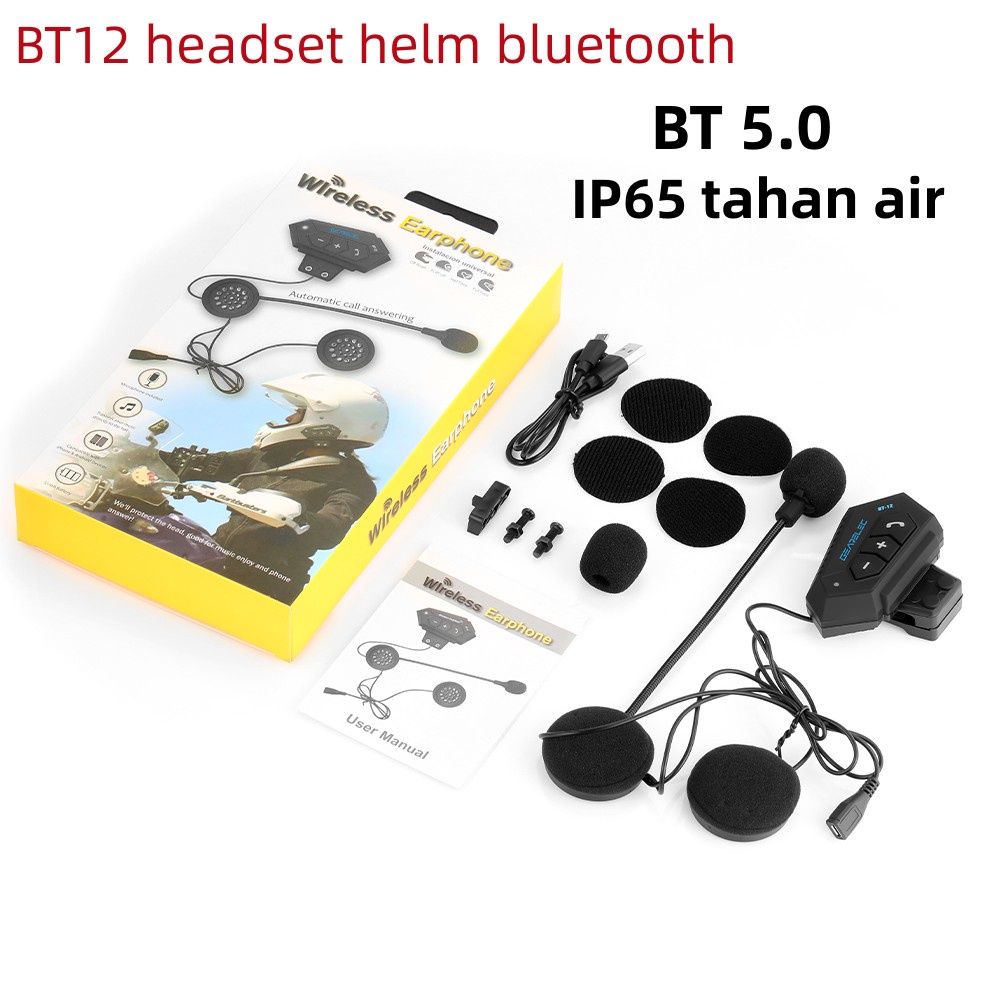 Jual GEARELEC BT31 Headset Bluetooth Helm Sepeda Motor Headphone IPX7 ...