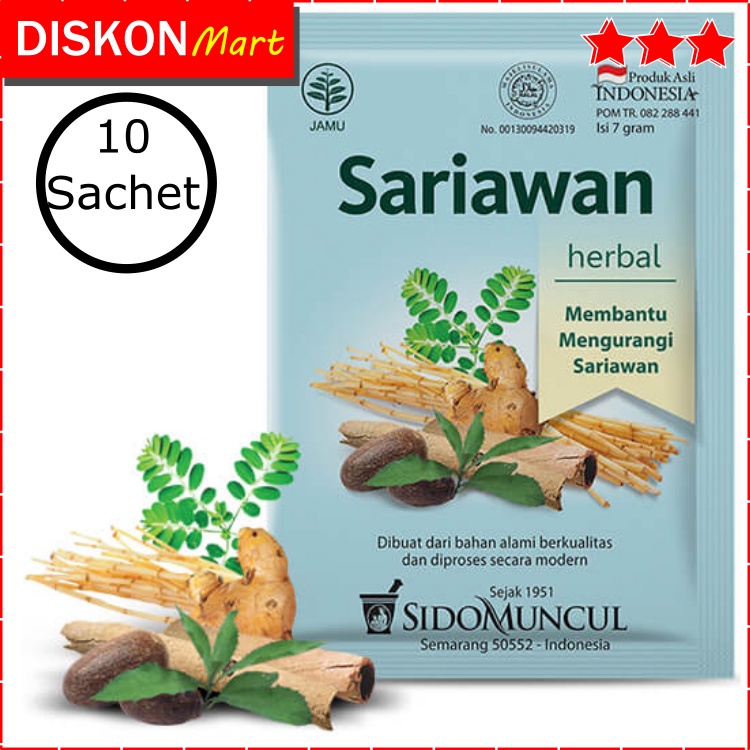 Jual JAMU SARIAWAN SIDOMUNCUL 10 SACHET OBAT HERBAL LIDAH MULUT BIBIR ...