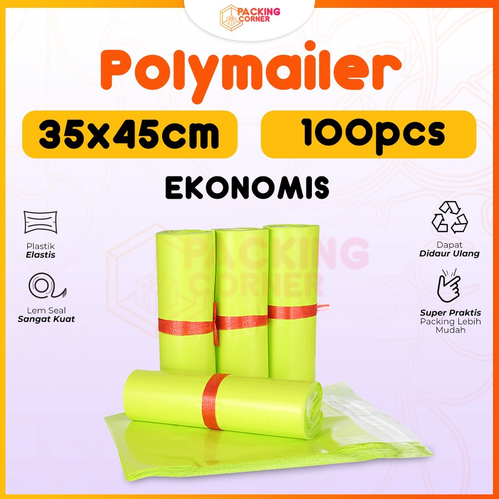 Jual Plastik Packing Polymailer Amplop Hijau Muda 35x45 100 Pcs 100Pcs EKO | Shopee Indonesia