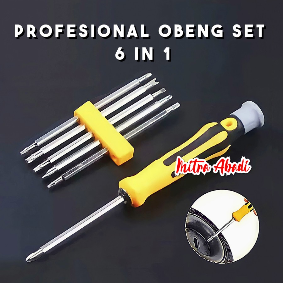 Jual Profesional Obeng SET Screwdrivers 6 IN 1 BOLAK BALIK MULTIFUNGSI ...