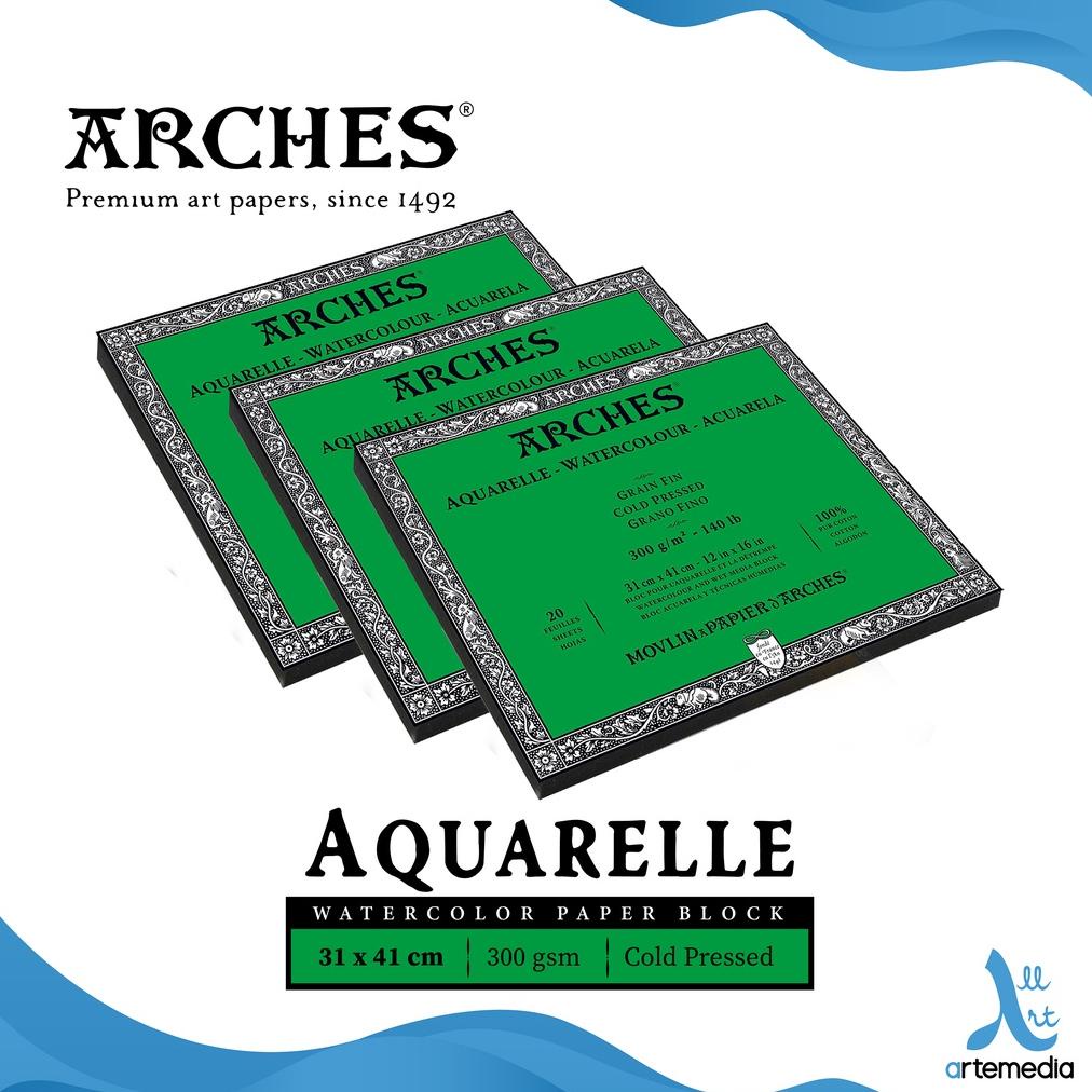 Jual Watercolor Pad Arches Aquarelle 31x41cm Watercolor Paper Block ...