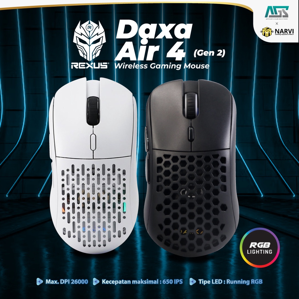Jual Rexus Daxa Air IV / Daxa Air 4 (Gen 2) Wireless - Gaming Mouse ...