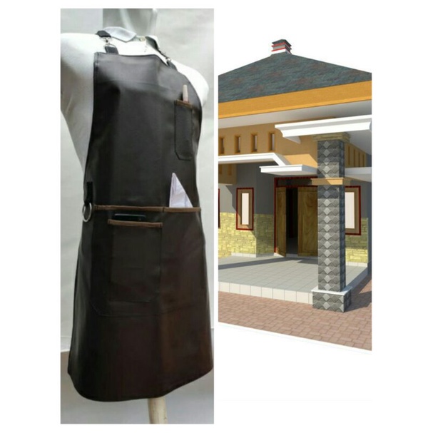 Jual celemek masak apron barista multi pungsi bahan kulit pilihan harga ...