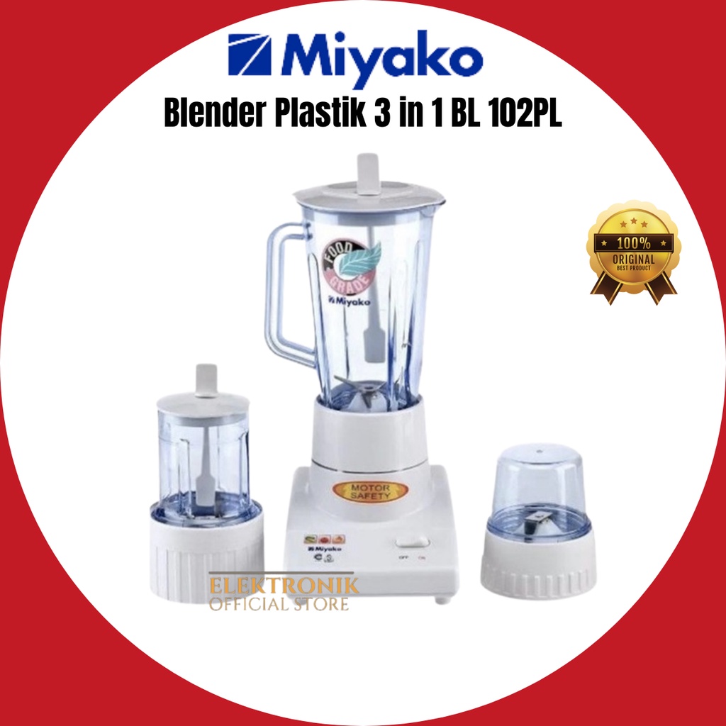 Jual MIYAKO BLENDER 3IN1 BL 102PL BLENDER PLASTIK 1L/BL102PL/BL 102 PL ...
