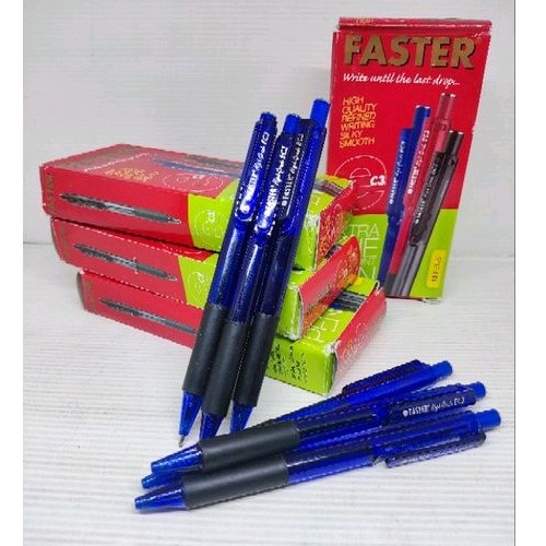 Jual pulpen/bulpen/ballpoin/pena faster EC3/EC8 1 lusin/12 pcs | Shopee ...