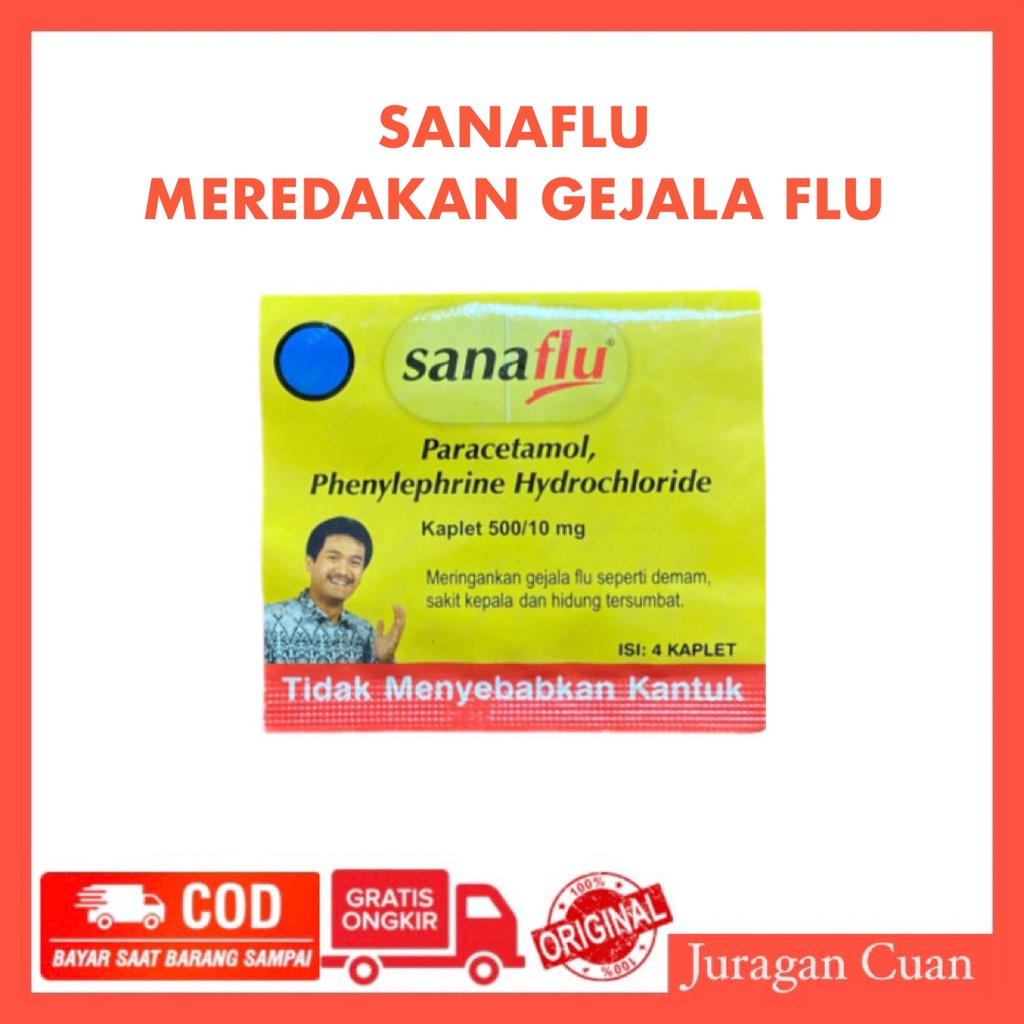 Jual SANAFLU 1 STRIP ISI 4 TABLET/KAPLET OBAT FLU PILEK DEMAM HIDUNG ...