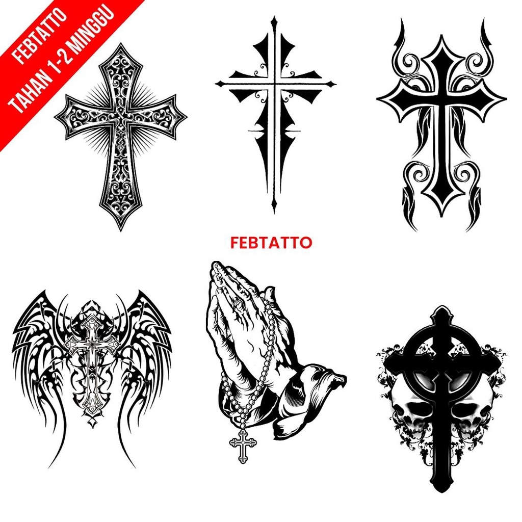 Jual Tato Basic Tahan 5-7 Hari Tato Temporer Salib Tato Kecil Stiker ...