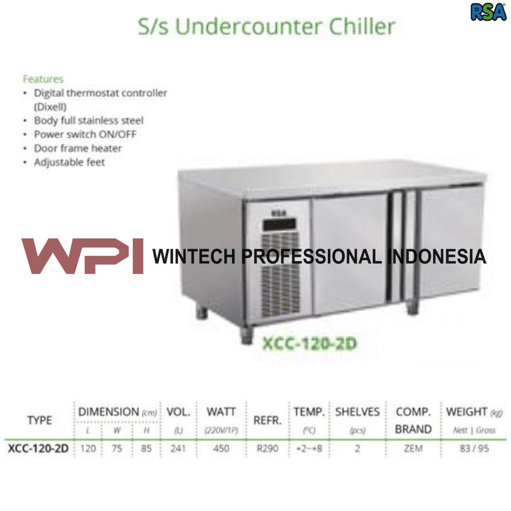 Jual RSA XCC-120-2D SS Kitchen Refrigeration Undercounter Chiller 2 ...