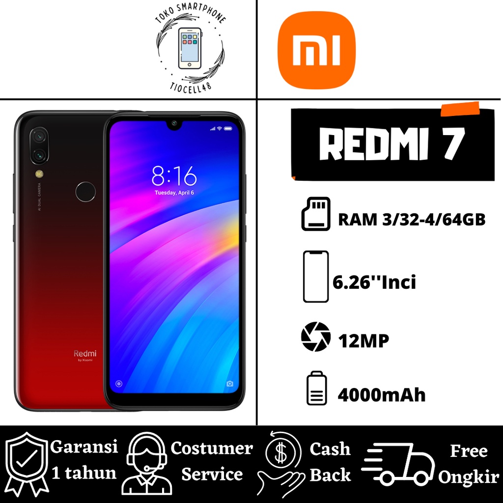 Jual Xiaomi Redmi 7 3/32 - 4/64GB | Garansi 1 Tahun | Shopee Indonesia
