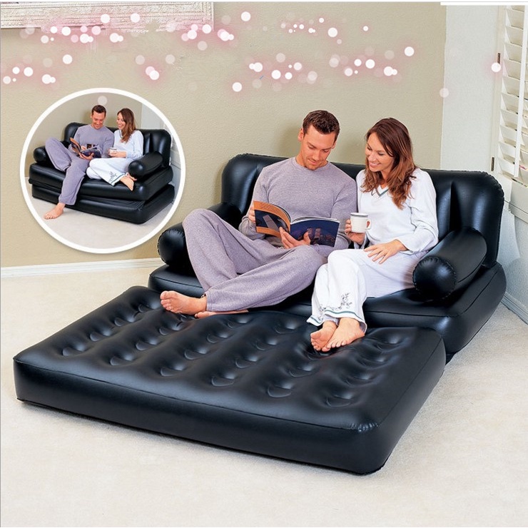 Jual Pull Out 2 in 1 Sofa Bed Hitam. Sofa Angin Lipat Pompa Tiup Ideal ...