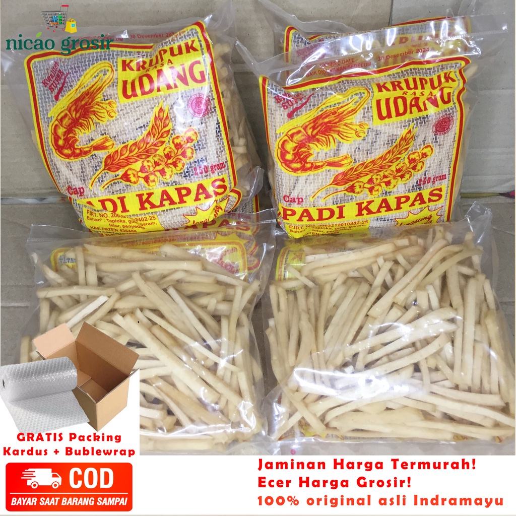 Jual Kerupuk Udang PADI KAPAS STIK Super 250 gram original kerupuk ...