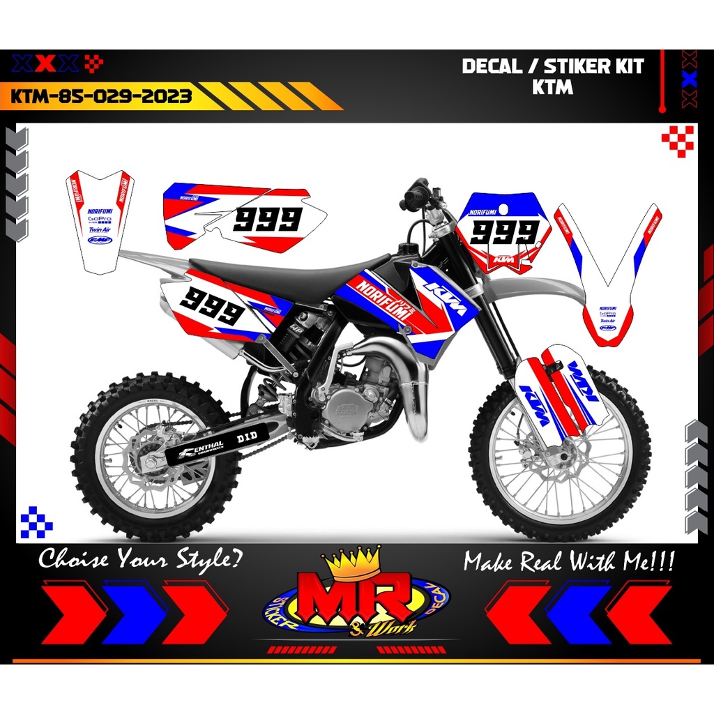 Jual Stiker Wrap Decal Kit Motor Trail KTM 85 Desain Racing Balap Cross ...