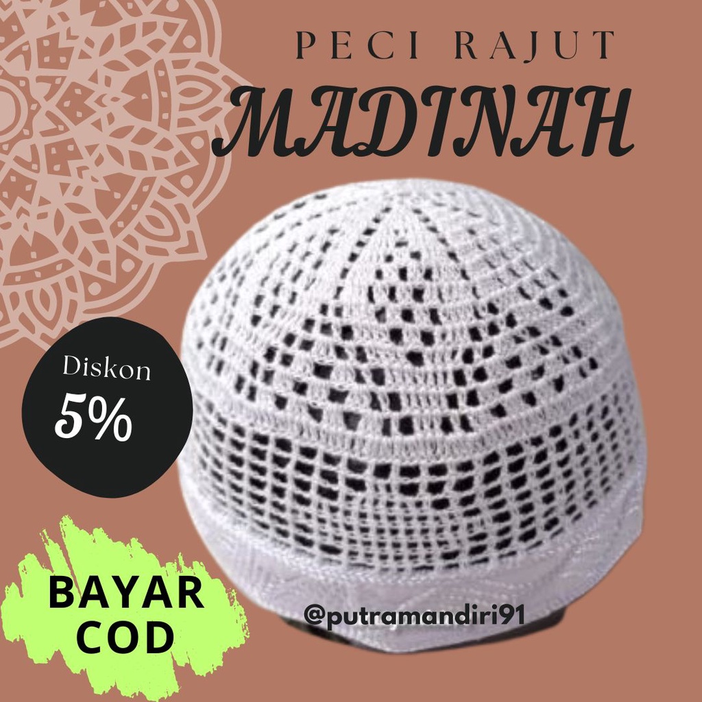 Jual Peci Haji Rajut Madinah Peci Madinah Putih Kopiah Madinah Kopyah ...