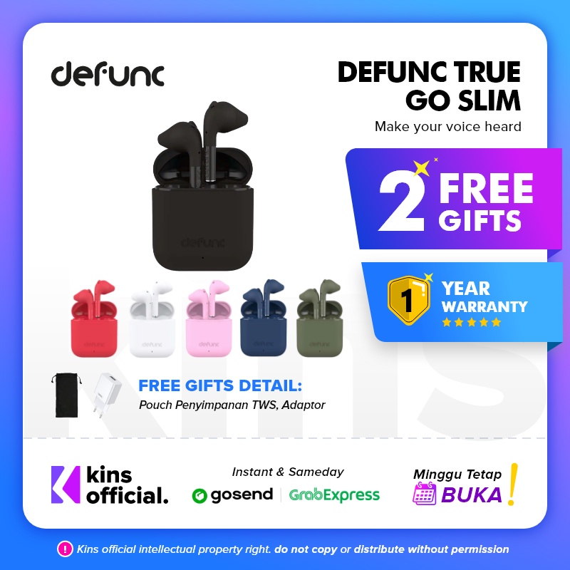 Jual Defunc True Go Slim True Wireless Earbuds Earphone TWS True GoSlim ...