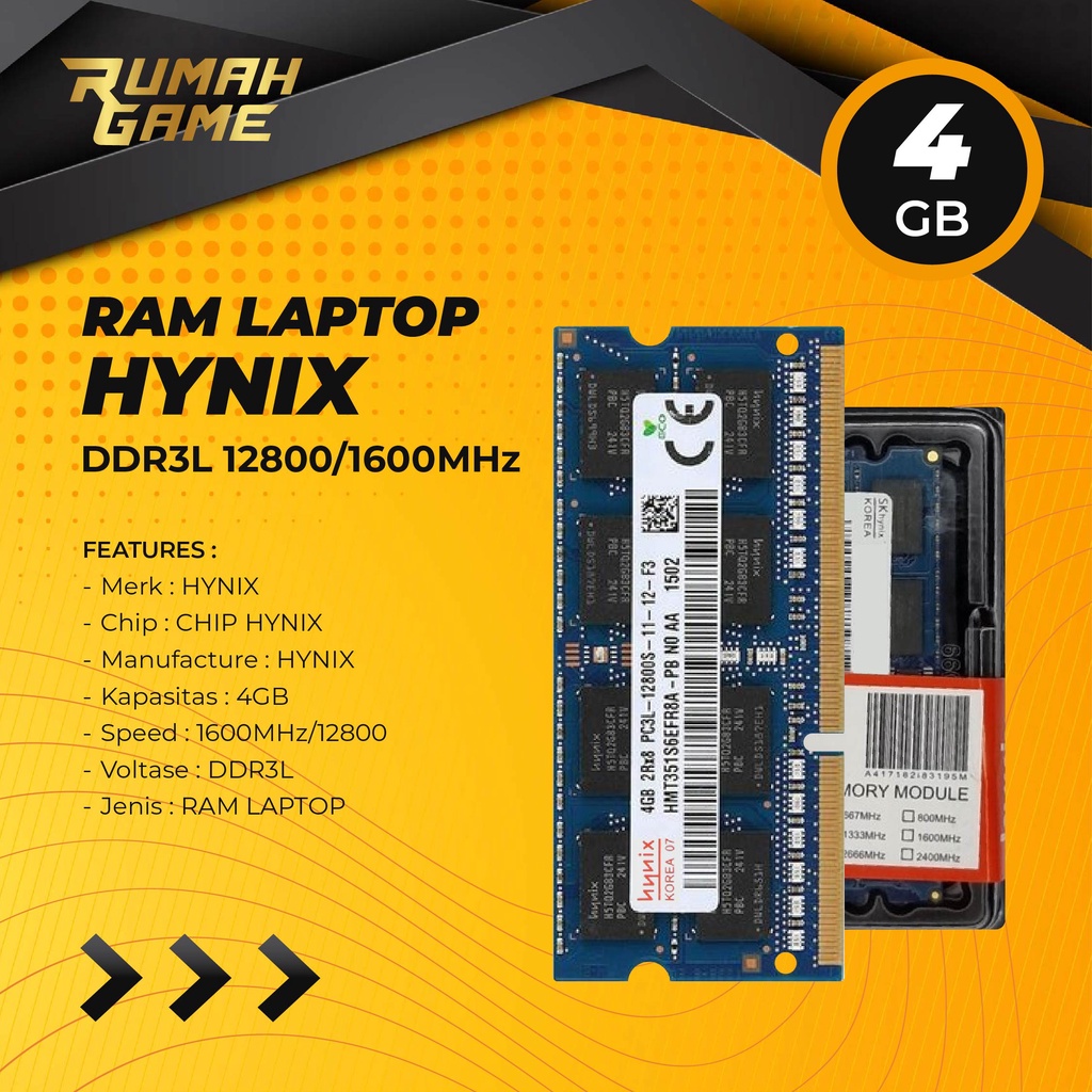 Jual SK Hynix RAM Laptop 4GB DDR3L 12800 1600Mhz Sodimm | Shopee Indonesia